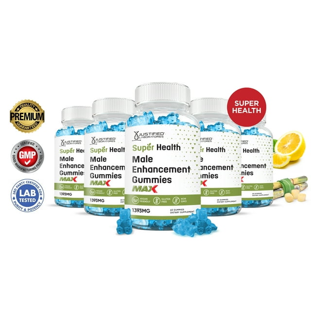 (5 Pack) Super Health Male Enhancement Max Gummies 1393MG 300 Gummys ...
