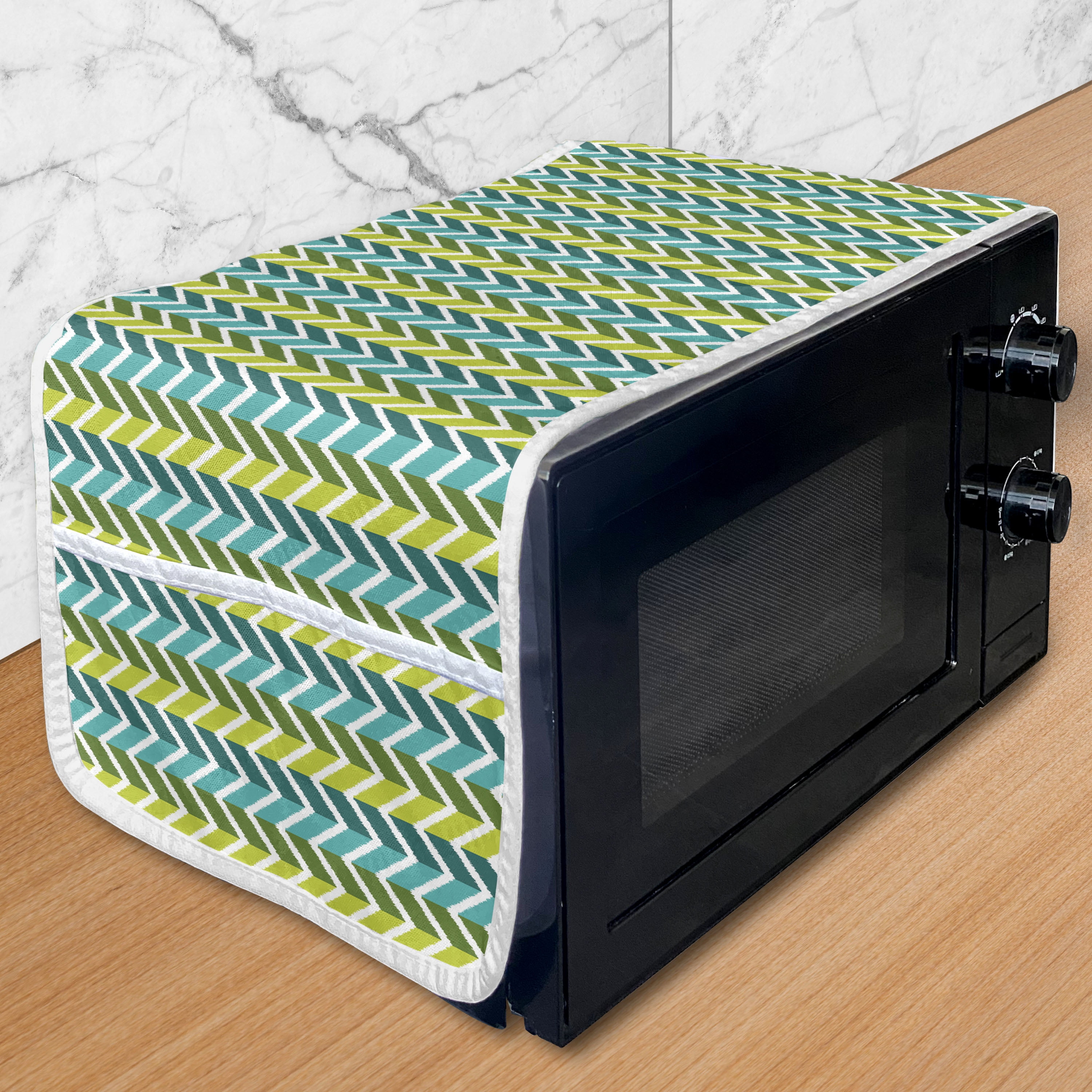 Abstract Microwave Oven Cover, Pattern of Wavy Motifs with Herringbone ...