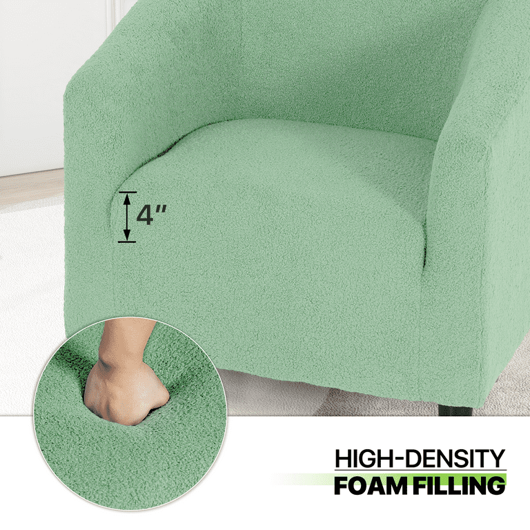 Magshion Sherpa Fabric Bucket Chair Upholstered Accent Chair Single Sofa Chair with Armrest for Living Room Bedroom Sage Green