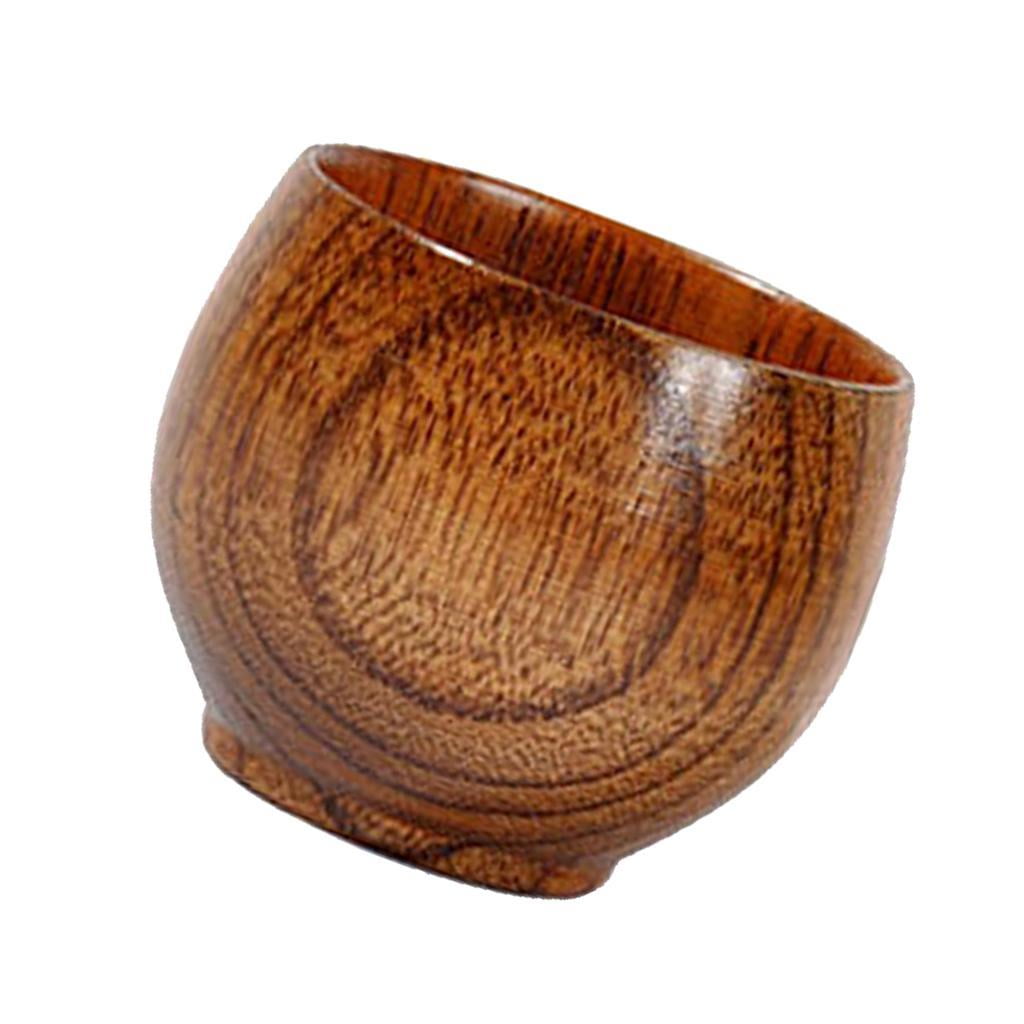 Premium Natural Solid Wood Tea Cup, Mini Round Wooden Teacup Coffee Cup ...