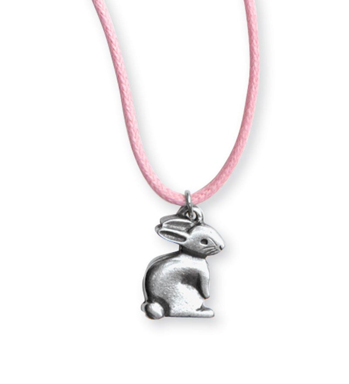 Pewter Bunny Charm Necklace with Pink Cord - Walmart.com