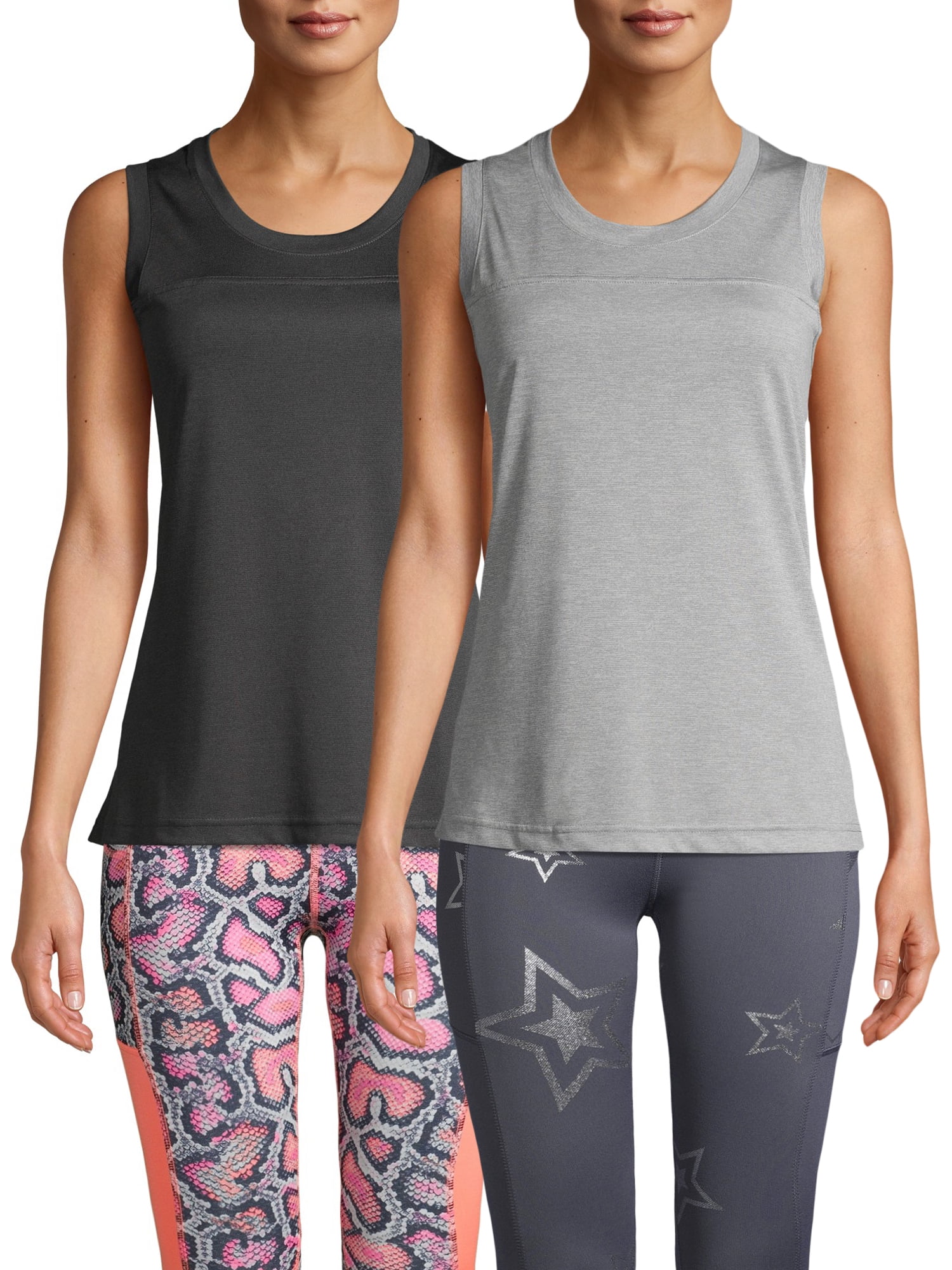 Athletic Works Women's Athleisure Heathered Yoke Tank (2-Pack ...