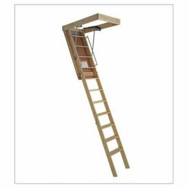 The Marwin 105000 8 ft. 9 in. Wood Folding Attic Stairway Ladder - 25.5 ...