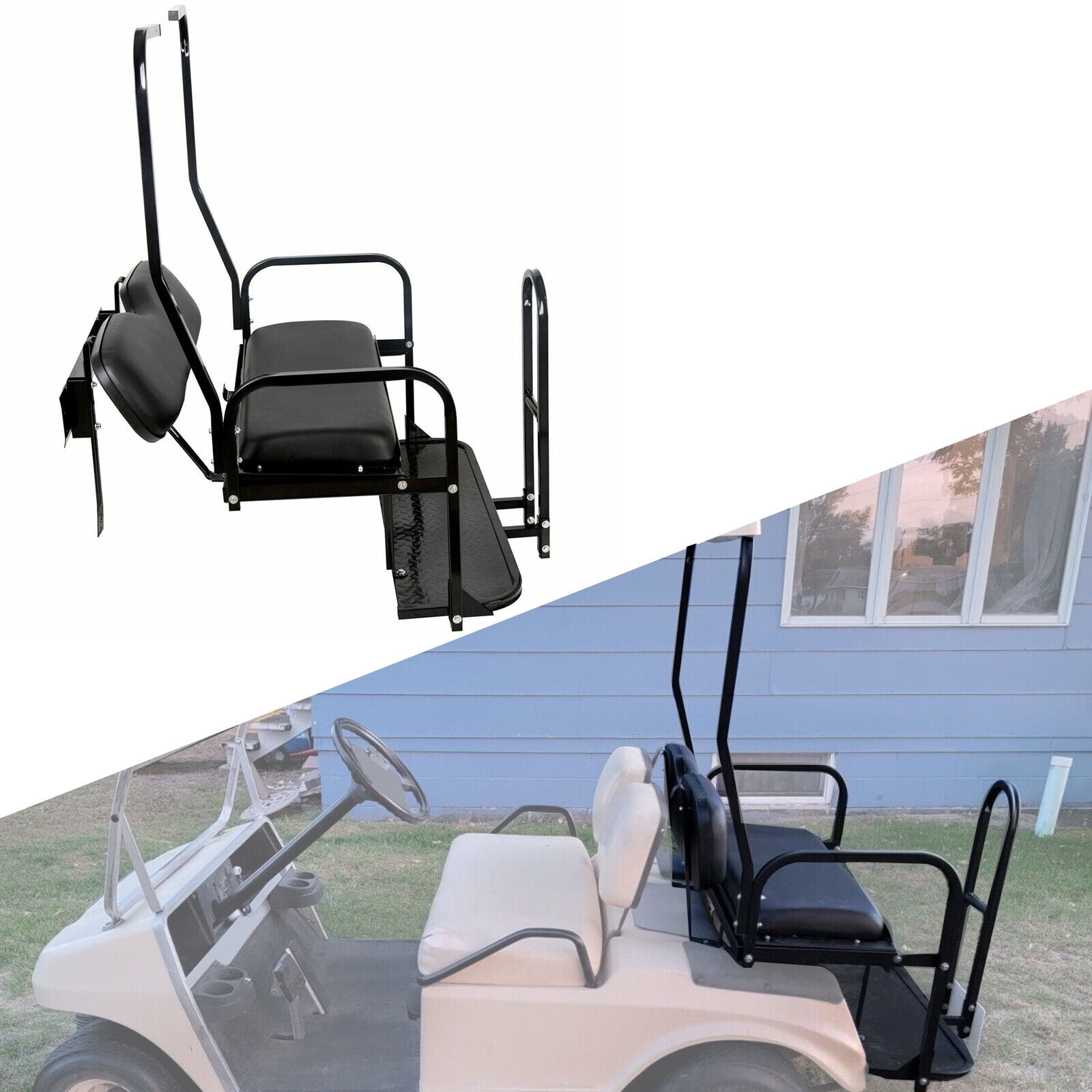 KOJEM Rear Flip Fold Seat Kit w/ Grab Bar ＆ Roof Support for 1982-2000. ...