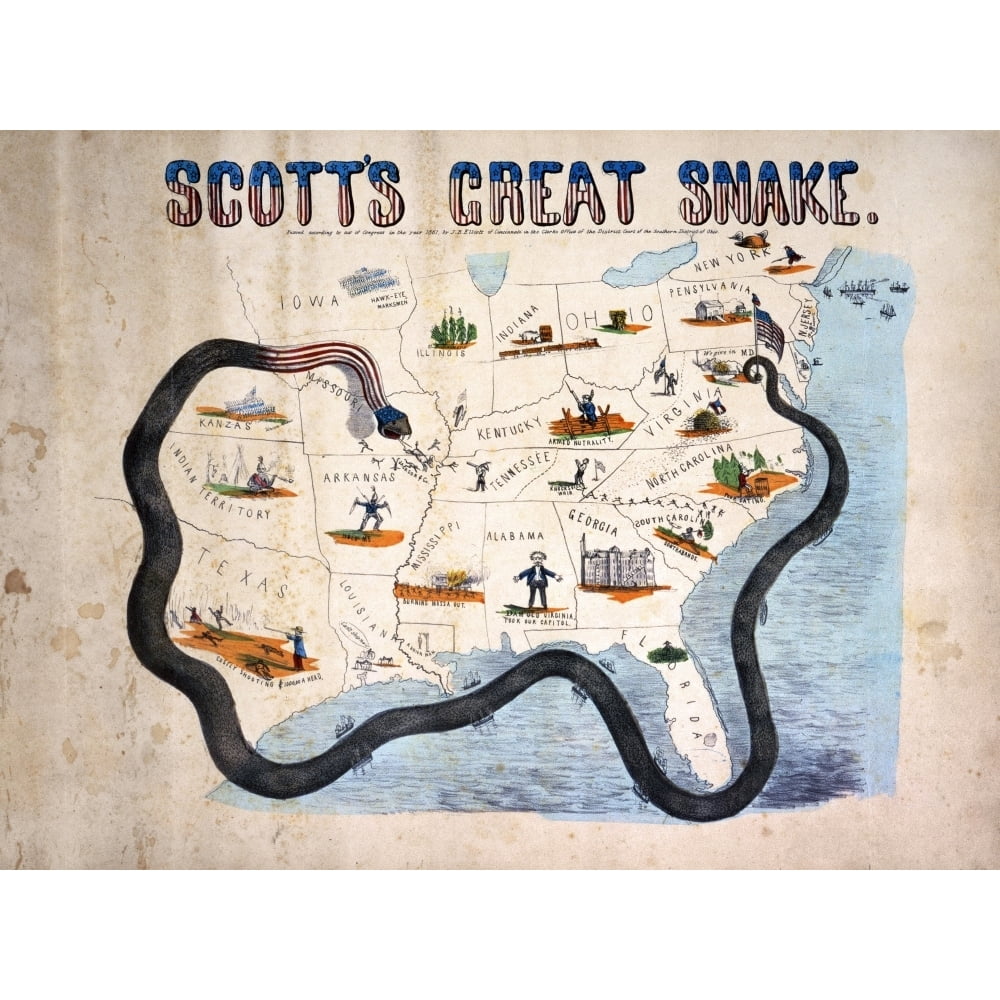 Civil War Anaconda Plan. N'Scott'S Great Snake' Or The Anaconda Plan ...