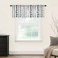 Black Leaf Striped Semi Sheer Valance Curtains, Summer Botanical ...