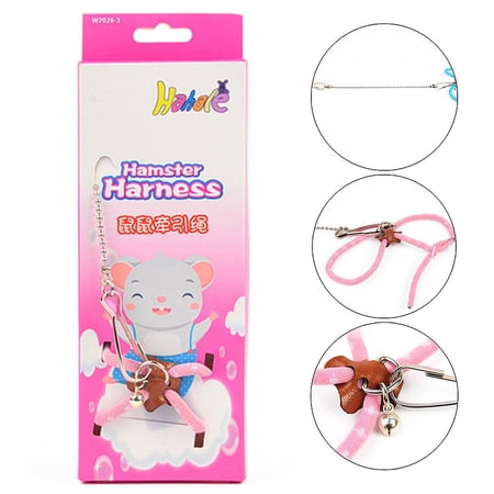 Small Pet Rat Mouse Hamster Adjustable Harness Rope Lead Leash With ...