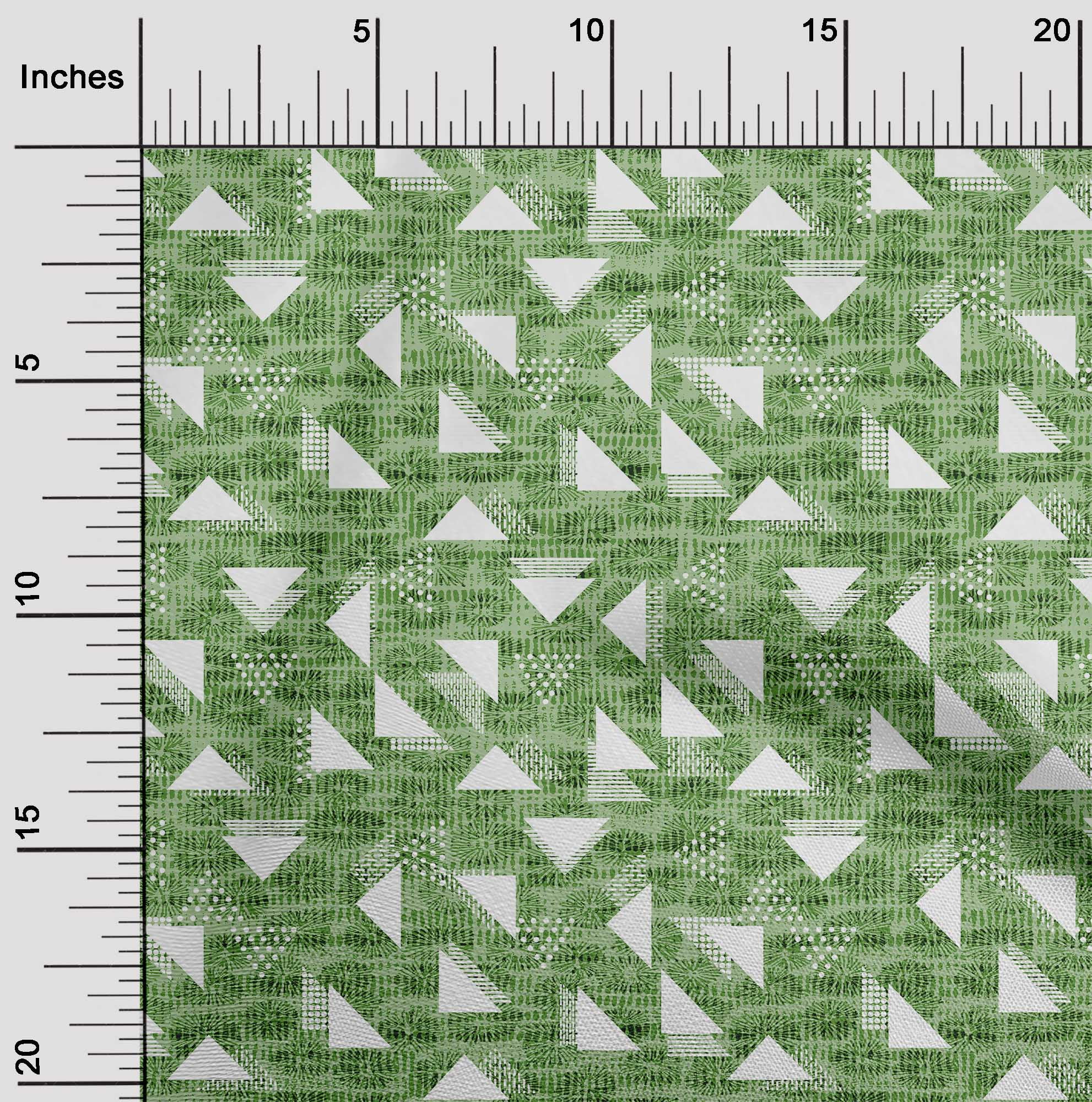oneOone Cotton Cambric Forest Green Fabric Texture & Triangle Geometric ...