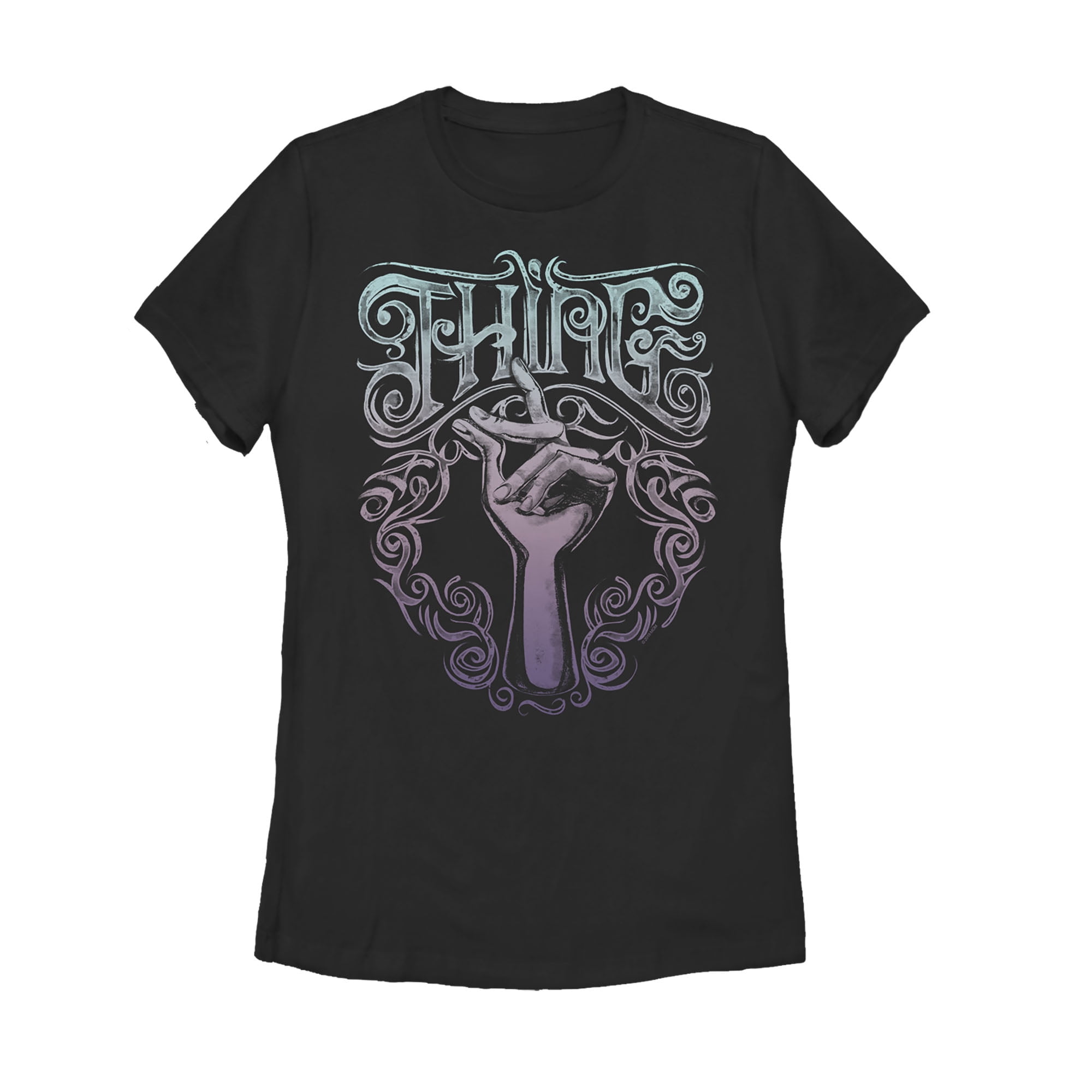 Women's Addams Family Thing Ornate Snap Graphic Tee Black Medium ...