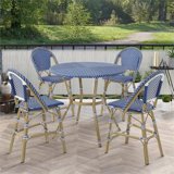 Furniture of America Reo Aluminum Patio Counter Dining Chair in Blue ...