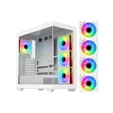 DIYPC White Gaming Computer Case, Micro ATX, USB3.0, Dual Tempered ...