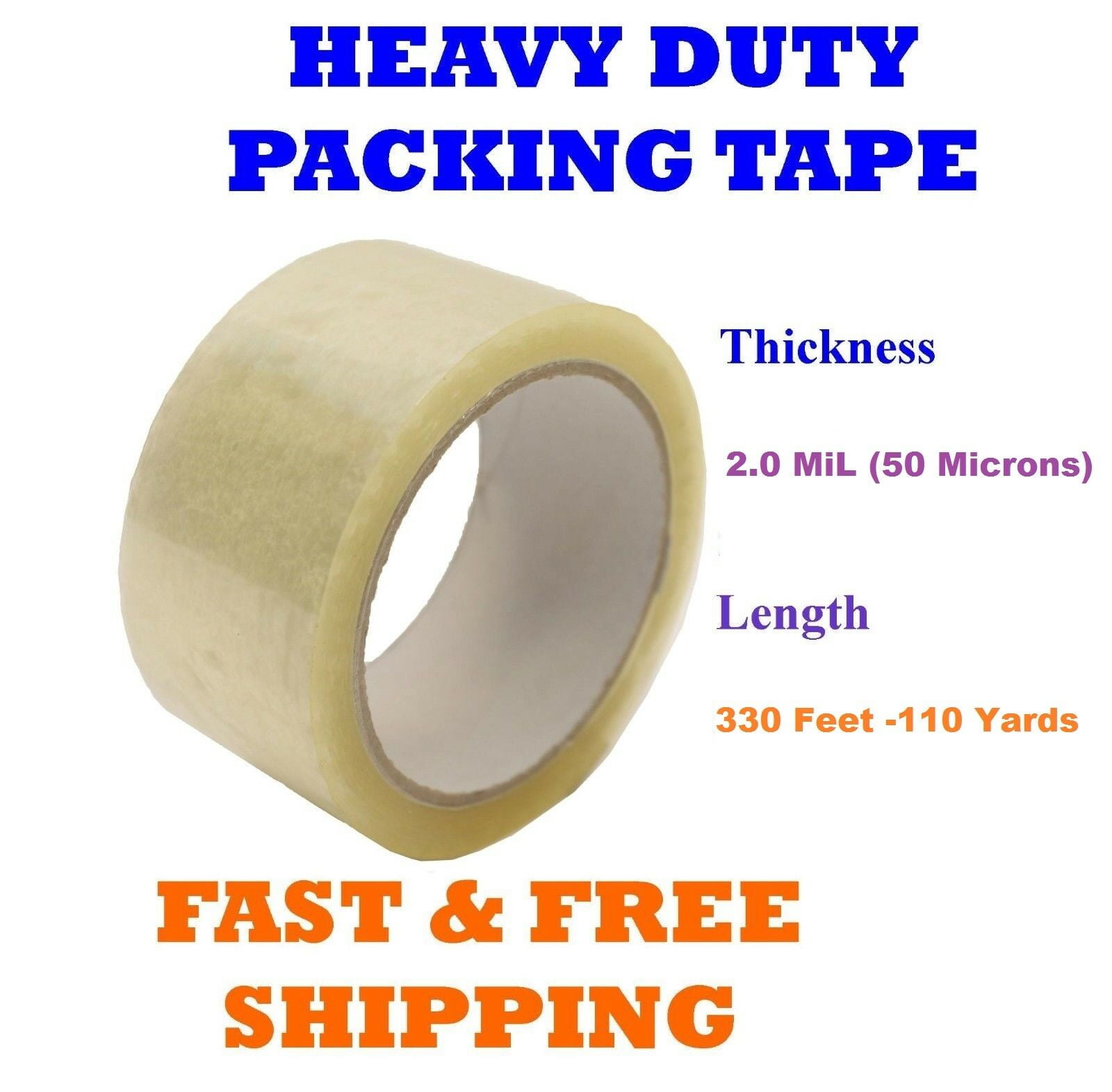 Buy 72 ROLLS - 2 INCH x 110 Yards (330 ft) Clear Carton Sealing Packing ...
