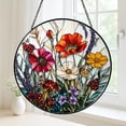 Wildflower Floral Botanical Scene Stained Glass Style Window Suncatcher ...