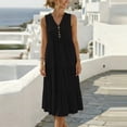 AherBiu Boho Sundresses for Women V Neck Layered Ruffle Sleeveless ...