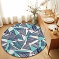 Abstract Tribal Triangle Pattern Round Rug 5ft Rustic Geometric Art ...