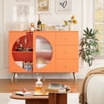 Homfa, Coffee Bar Cabinet, Orange, with 3 Drawers and Glass Door ...