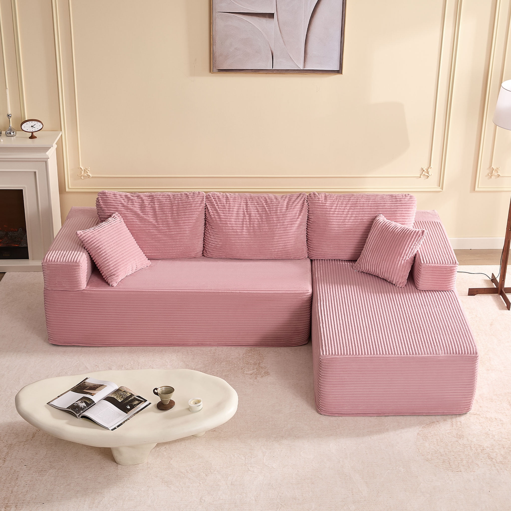 BIGSYY Modern Style 107 inches Boneless Couch, Modular Couch for Living ...