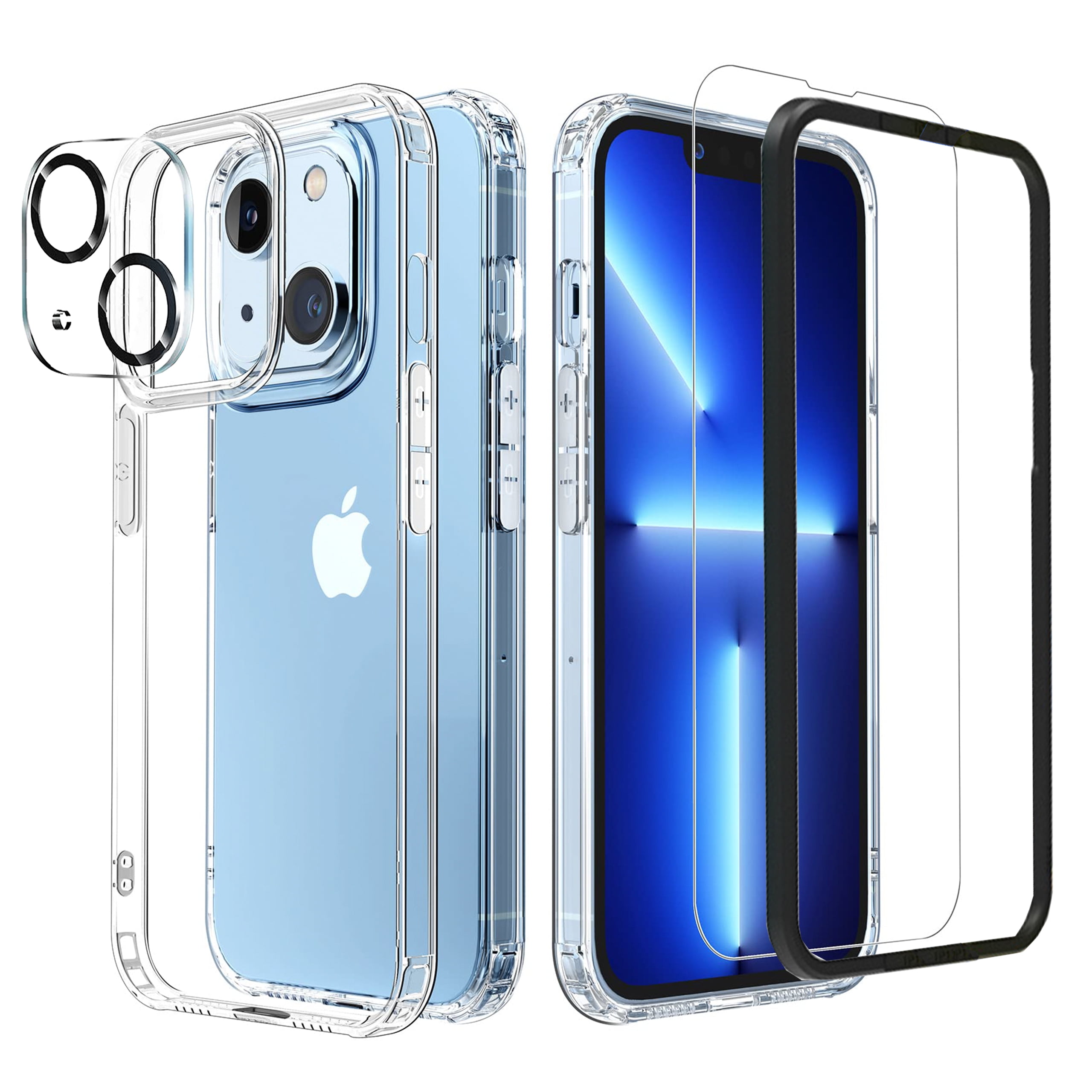 iPhone 13 Case Set of 6：1 Clear Case 2 Tempered Glass Screen Protectors ...