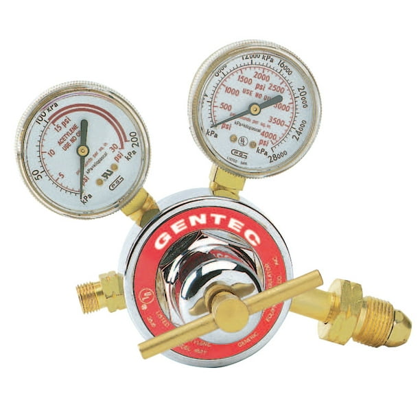 Gentec Single Stage Regulators, Acetylene, CGA 510, 400 psi inlet ...