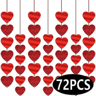 6 x 7ft Red Heart String Valentines Day Decorations Engagement Wedding ...