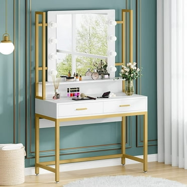 Costway Vanity Table Set Makeup Dressing Kids Girls Study Table Tri ...