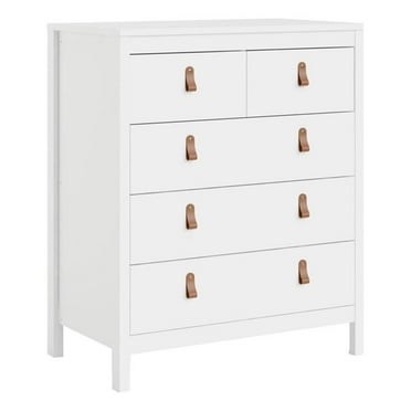 Pemberly Row Contemporary 5-Drawer Wood Indoor Chest in Soft Gray ...