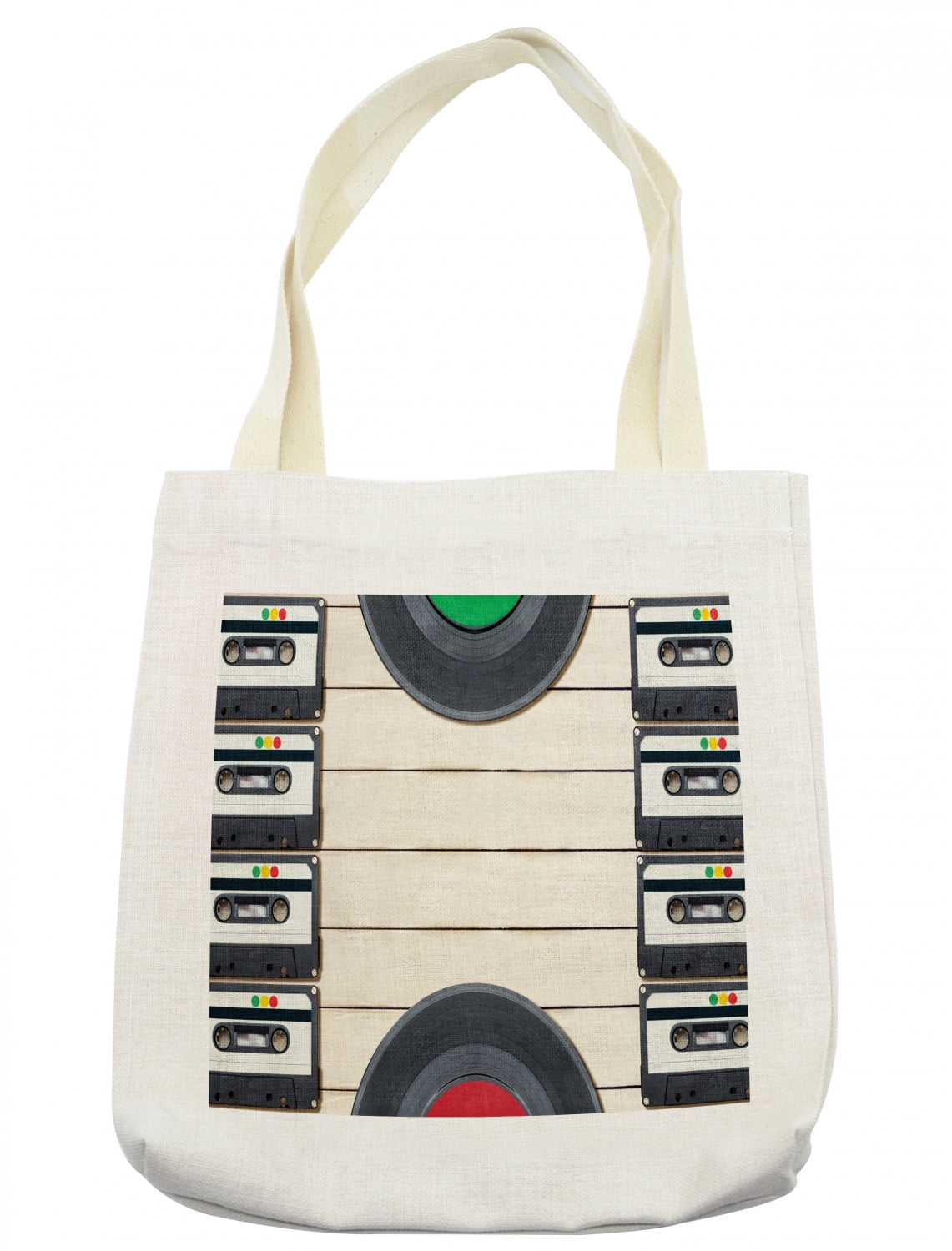 Indie Tote Bag, Top View of Audio Cassettes Gramophone Records Old ...
