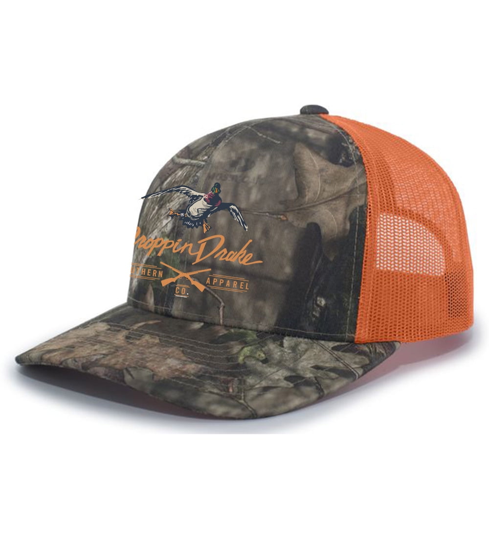 Droppin Drake Mallard Duck and Gun X Logo Mesh Back Trucker Hat-Camo ...