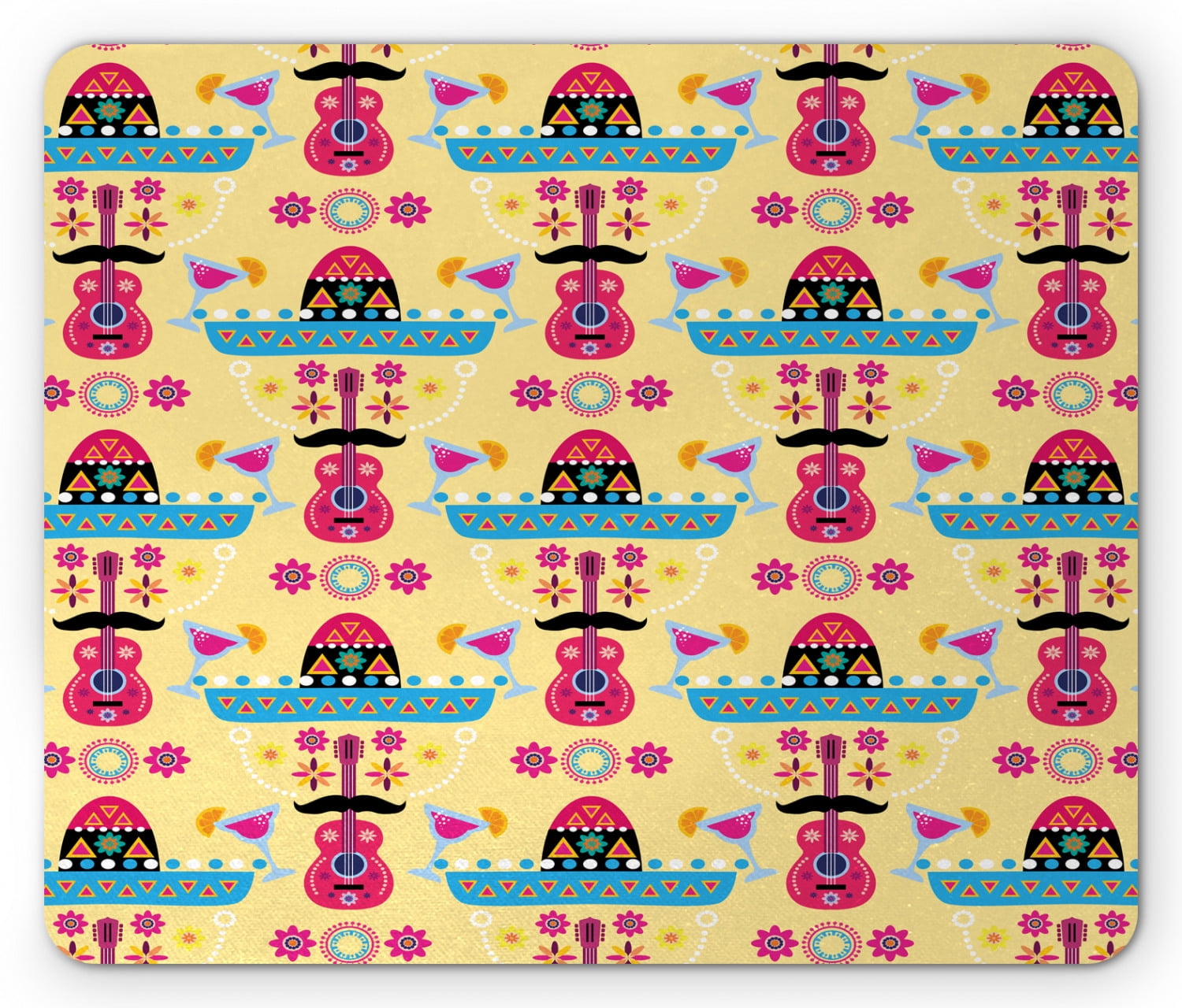 Cinco de Mayo Mouse Pad, Colorful Funny Face Created with Mexican ...