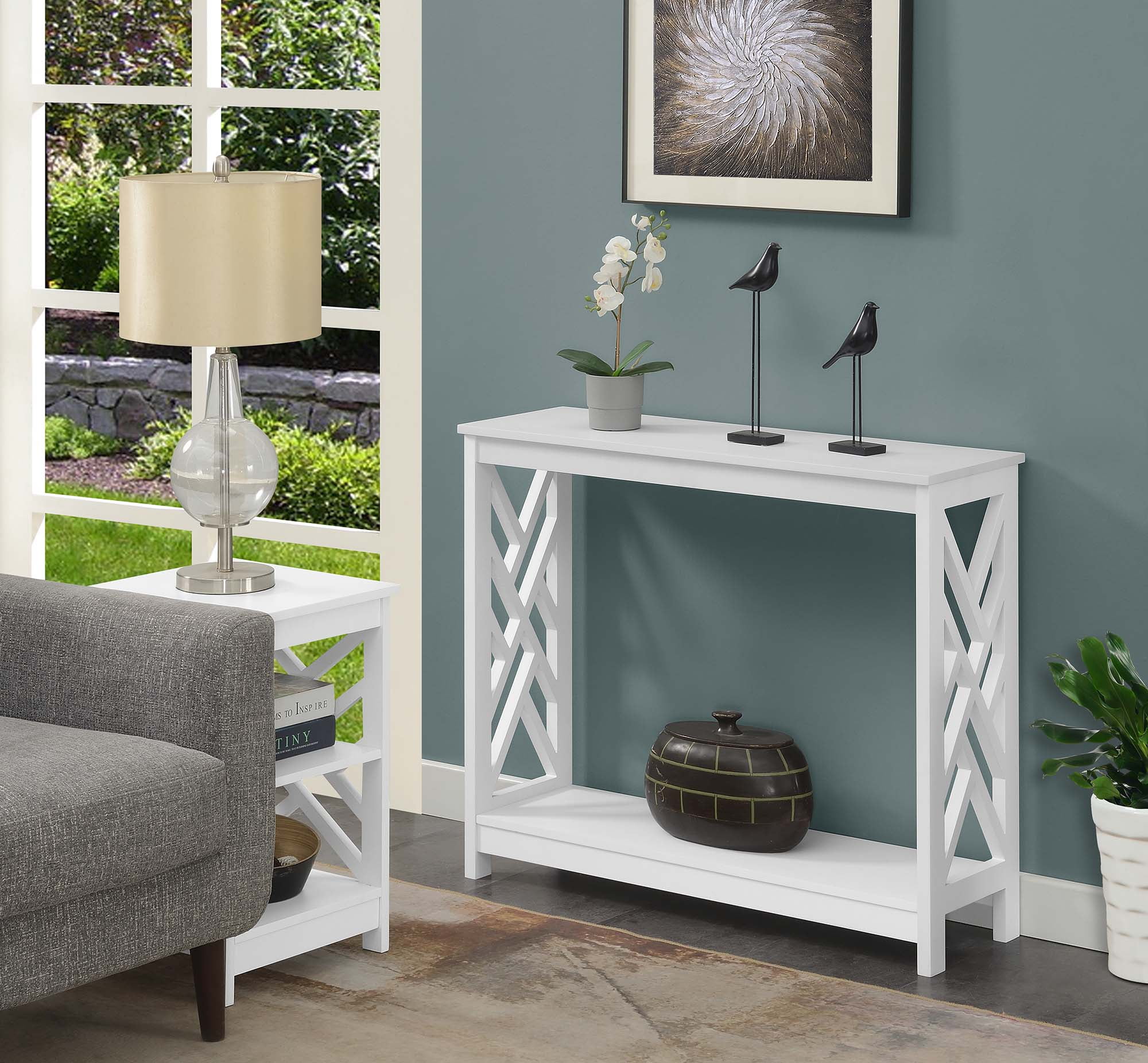 Convenience Concepts Titan Console Table with Shelf, White - Walmart.com