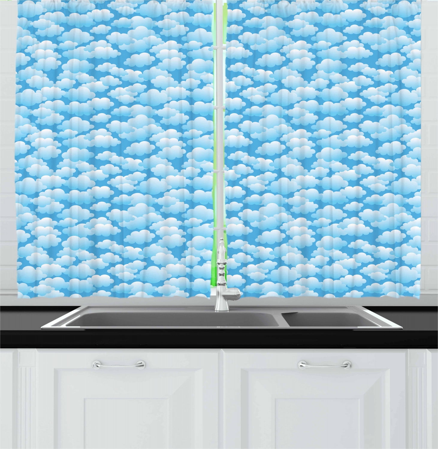 Cloud Curtains 2 Panels Set, Puffy Balls Inspired Floating Cumulus ...