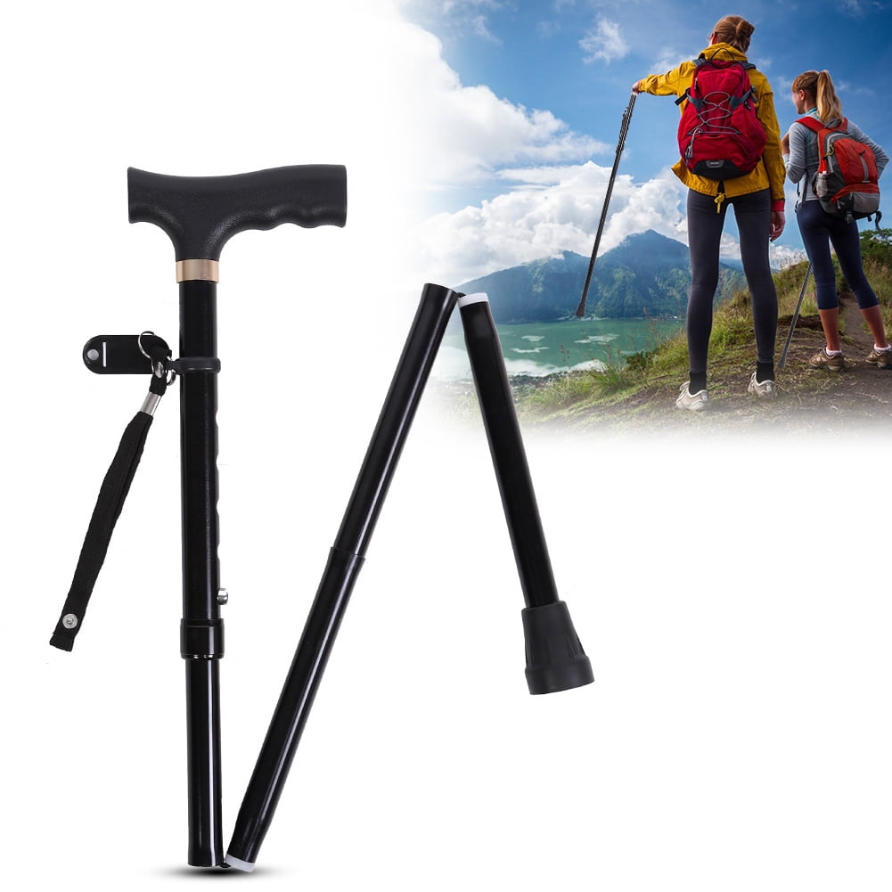 Herwey Foldable Walking Cane Adjustable Height Handle Crutch Folding ...