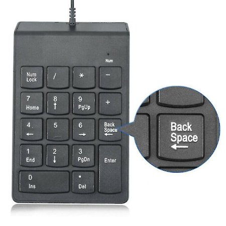 Black Wired Usb Numeric Keypad With 18 Keys Slim Mini Number Pad For Pc ...
