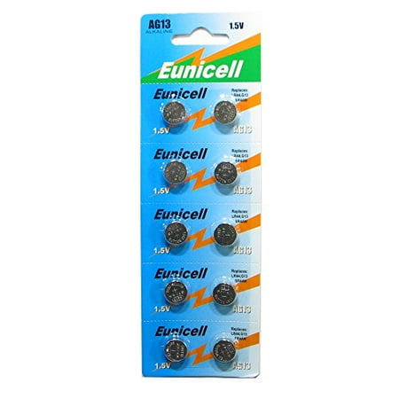 Eunicell 10 X AG13 LR44 Button Cells Batteries - A76 L1154 SR44 G13 357 ...