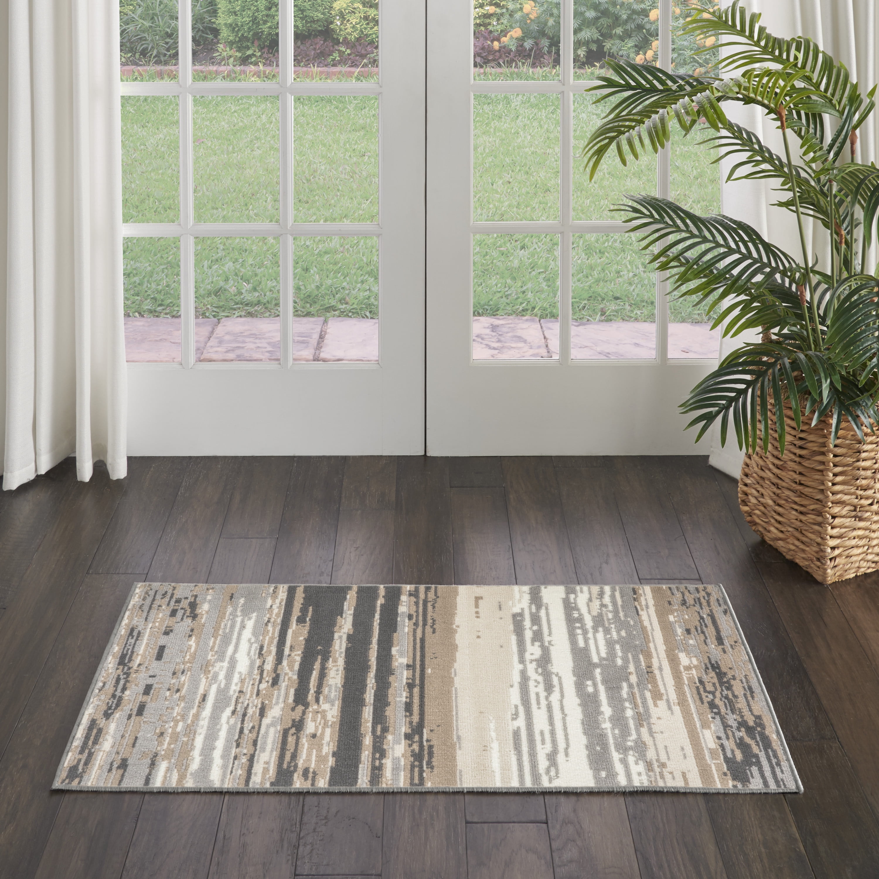 Nourison Jubilant Modern Grey Beige 2' x 4' Area Rug (2x4) - Walmart.com