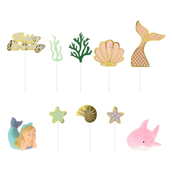 JUMRHFAN 32Pcs Mermaid Cake Topper, Under The Sea Cake Toppers Set with ...