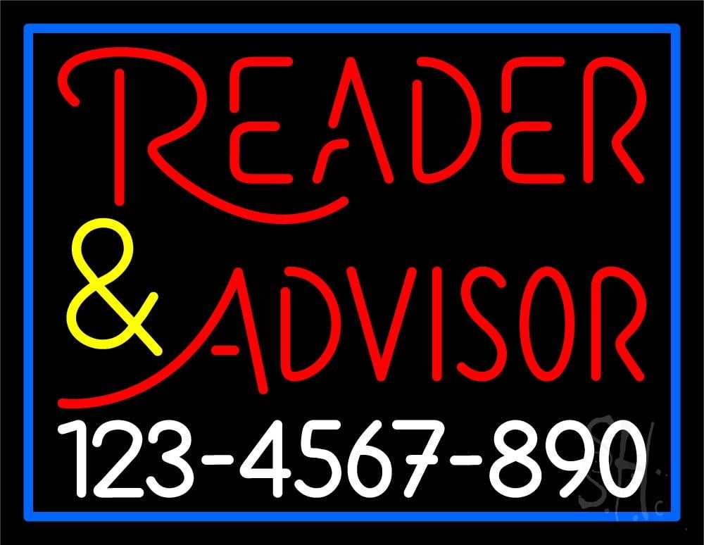 Red Reader Advisor With White Phone Number LED Neon Sign 24" Tall x 31 ...