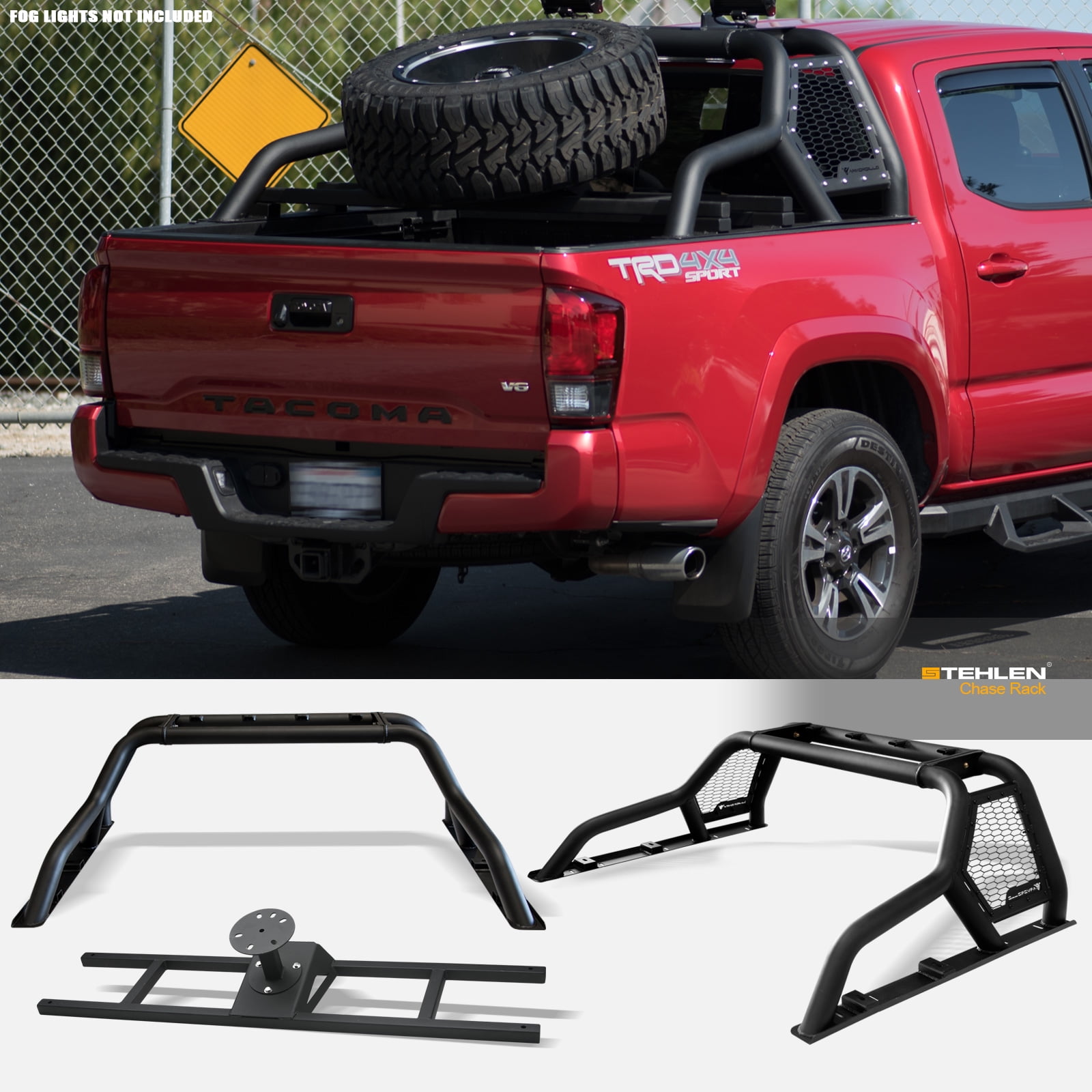 Armordillo 642167818809 For Mid-Size Trucks CR1 Chase Rack Truck Bed Roll Bar with Tire Carrier ...