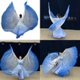 2Lots Large Blue Gradients Dance Fan Handmade Dyed Silk Dance Fan for ...