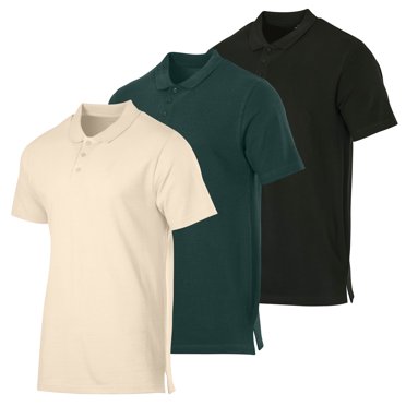 3-Pack Men's Regular-Fit Short Sleeve Pique Polo Shirts with Ribbed Collar & Armbands, Sizes S ...