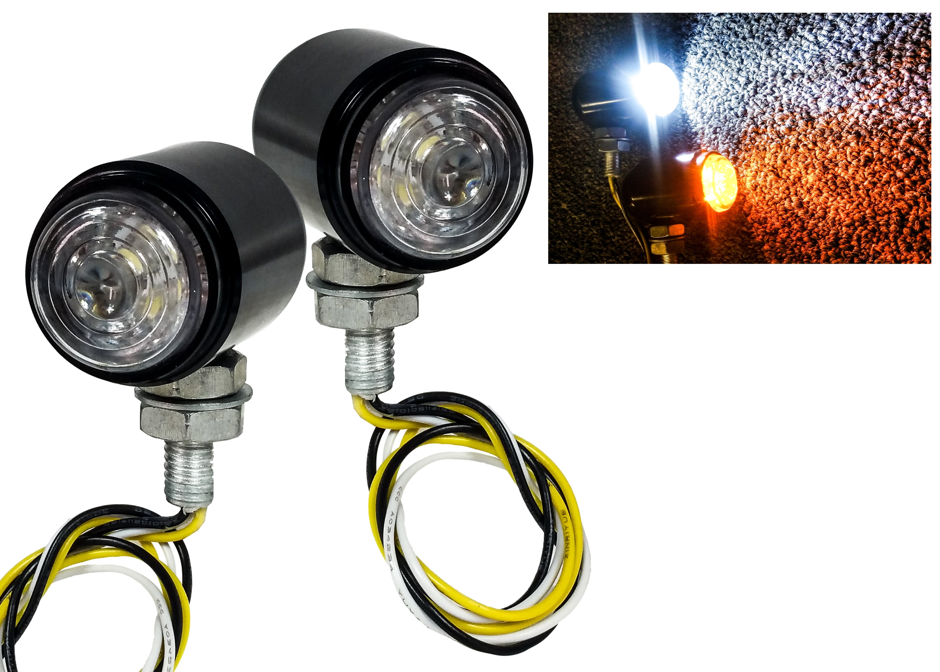 White Amber Dual LED High Output Running Light Turn Signal Fog Offroad ...
