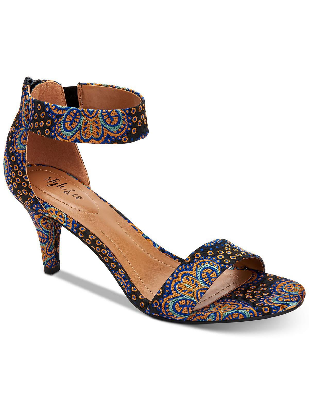 Style & Co. Womens Paycee Embroidered Stacked Heel Dress Sandals ...