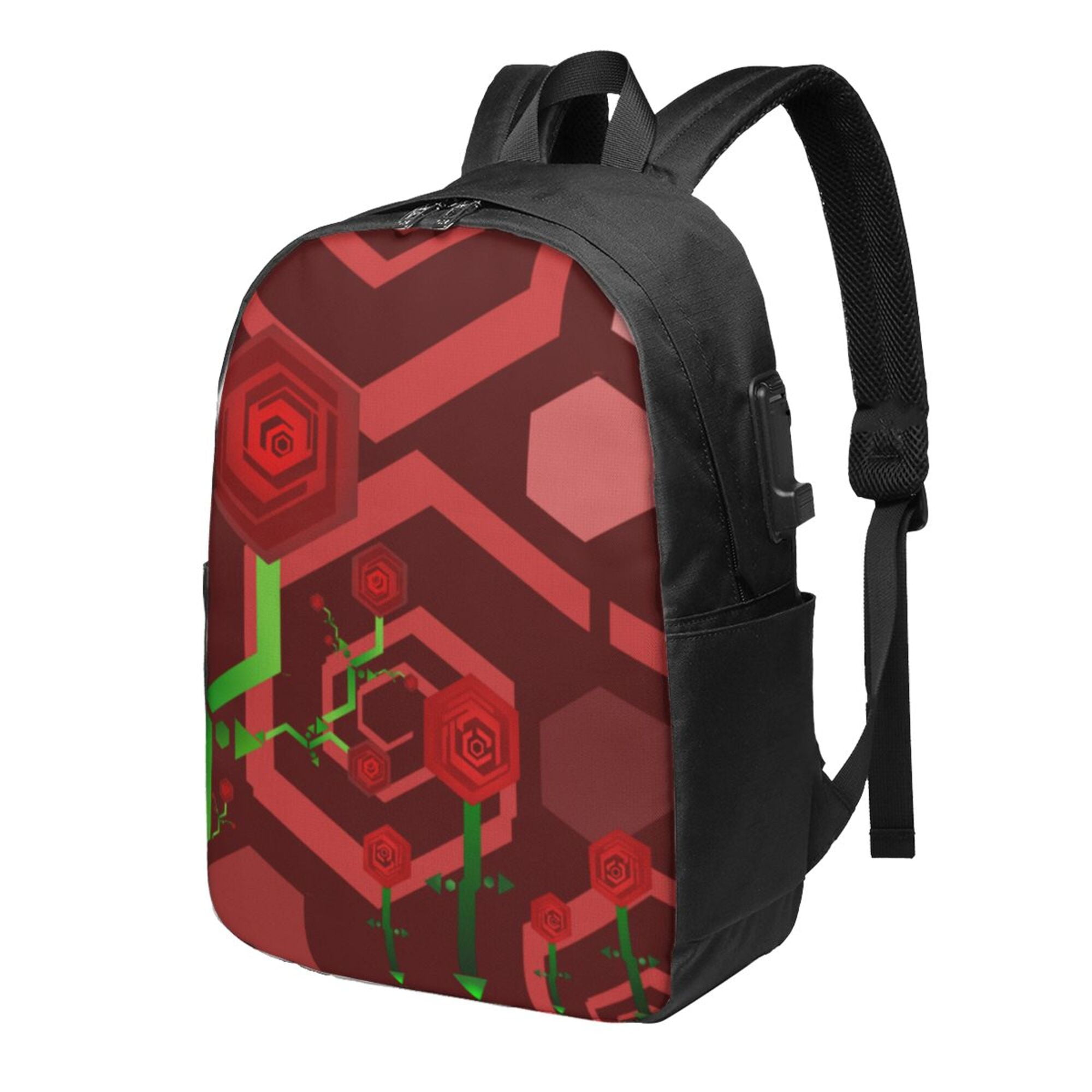 YFYANG 17" Laptop Backpack, Red Geometric Rose Fashion Travel Work ...