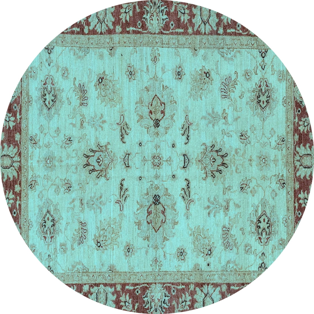 Ahgly Company Indoor Round Oriental Light Blue Traditional Area Rugs, 5 ...