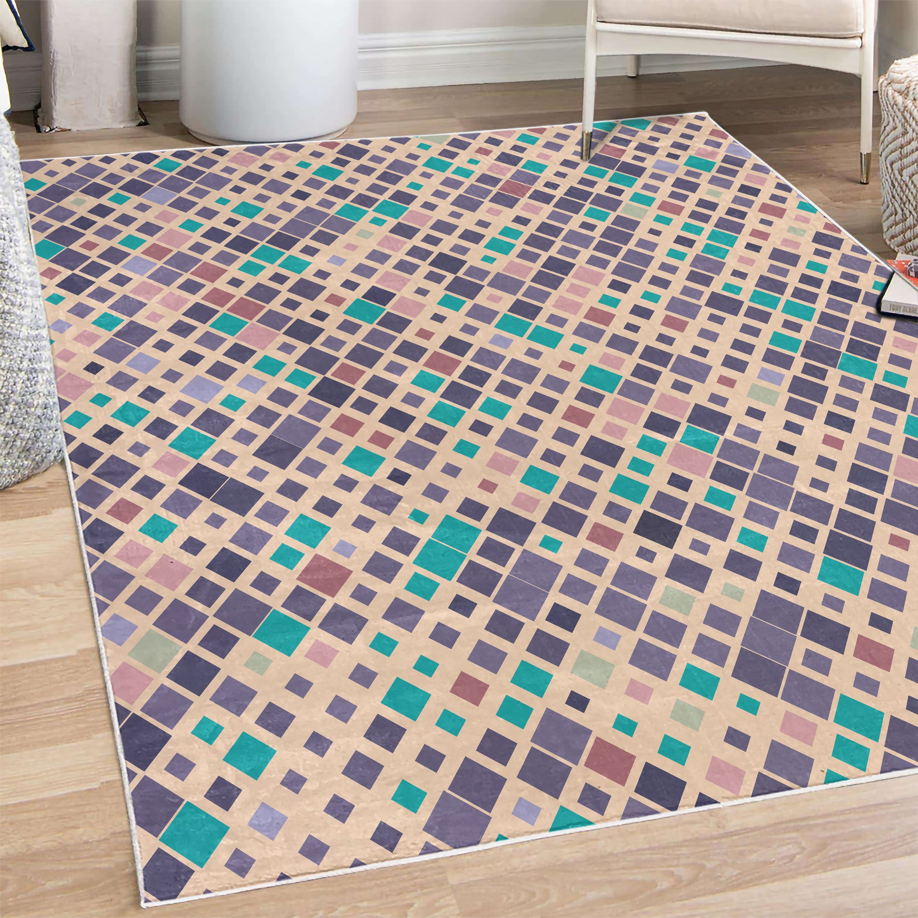 Ethnic Decorative Rug, Retro Mosaic Creative Pattern Square Rhythm ...