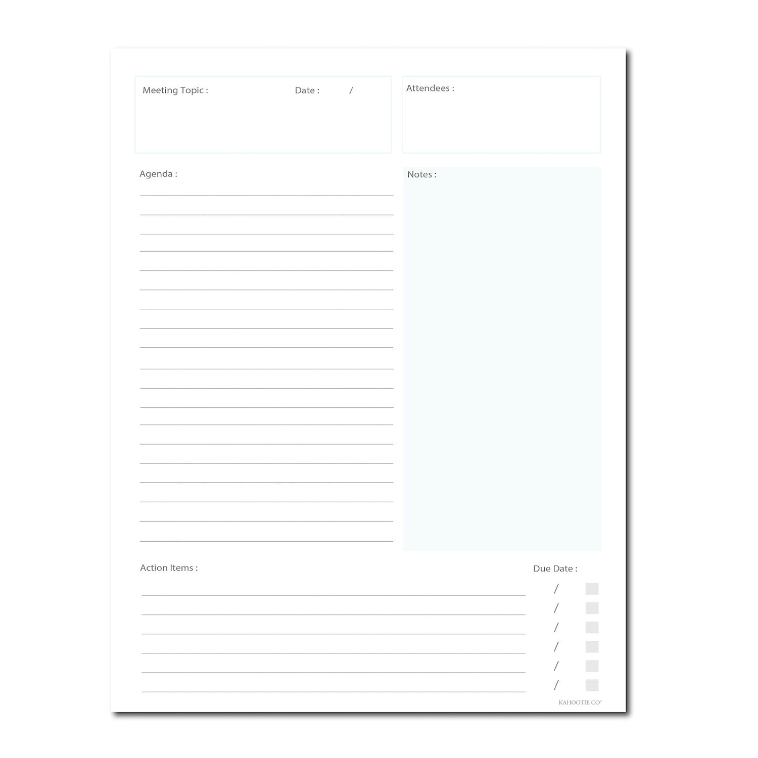 Kahootie Co. Kahootie Co Meeting Planner Notepad 8.5"" x 11"" 50 sheets ...