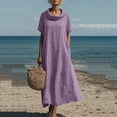 Afuyipoi Womens 100% Cotton Short Sleeve Loose Casual Maxi Dress, Soft ...