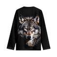 Byoo Boys Crewneck Tee Shirt Realistic Wolf Print Long Sleeve Animal ...