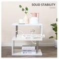 20" White S-Shaped End Table - 3 Tier Accent Table with Steel Poles ...