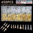 450PCS Electrical Crimp Brass Female Spade Terminals Connector ...